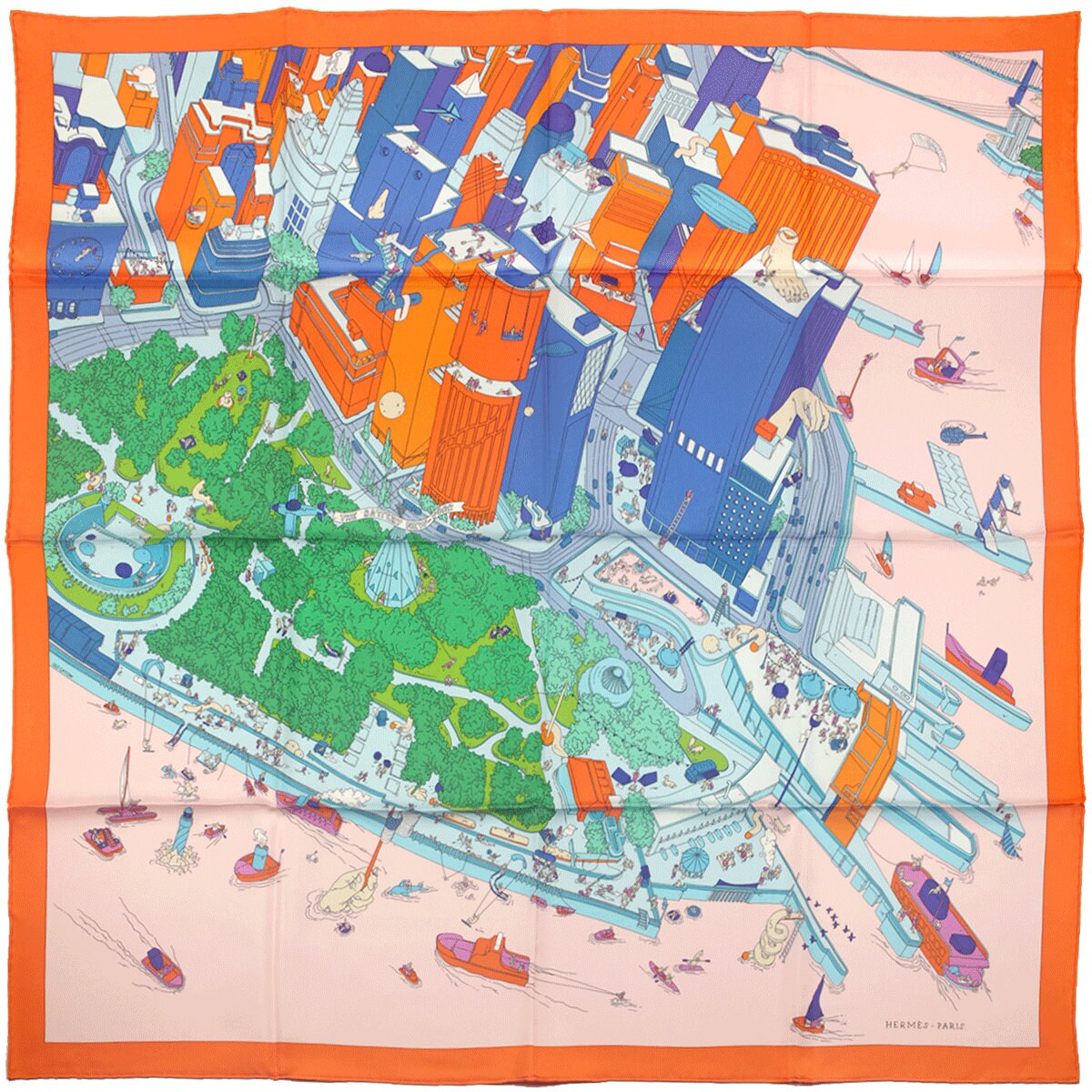Hermes Scarf "The Battery New York" by Ugo Gattoni 90cm Silk | Grail ...