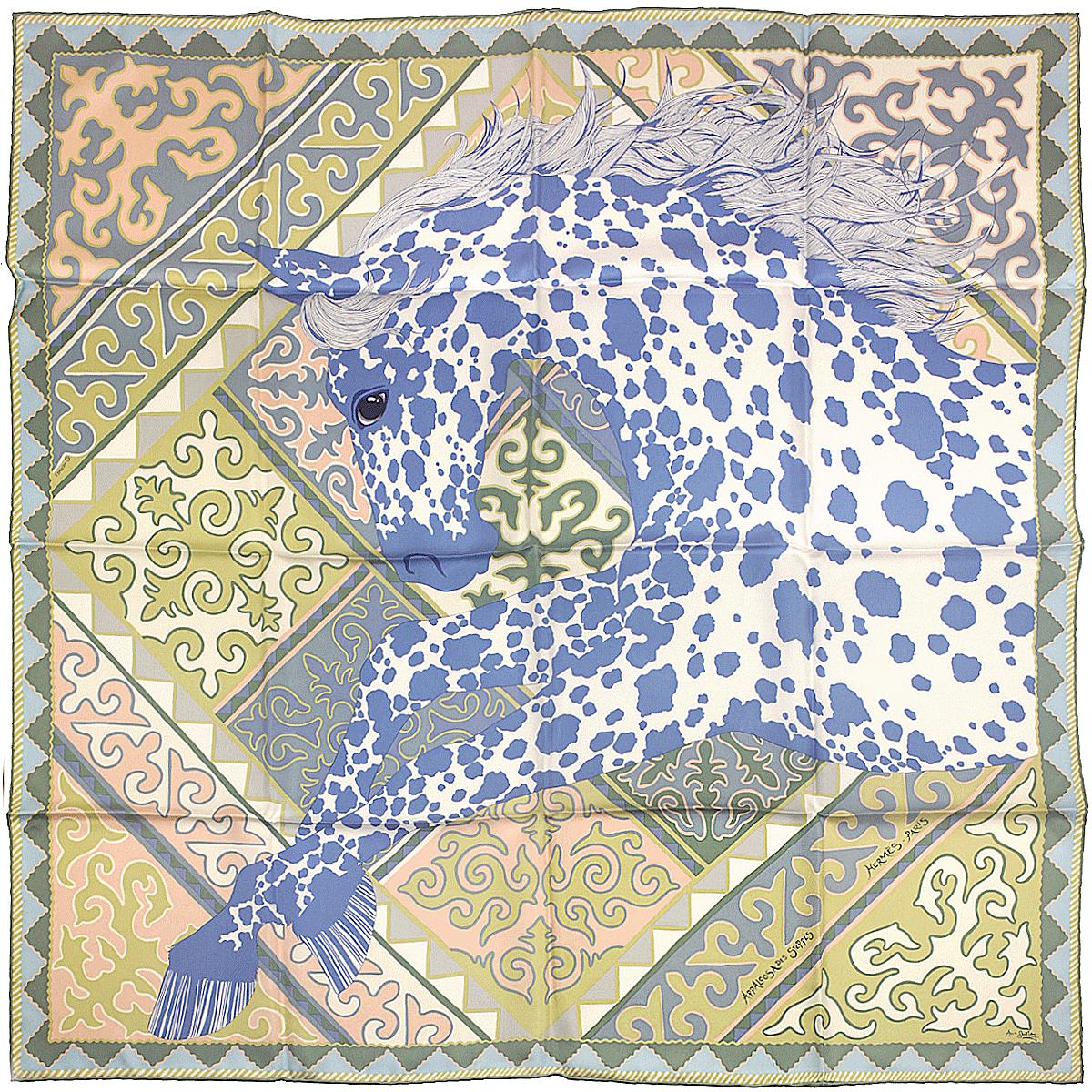 Hermes Scarf "Appaloosa des Steppes" by Alice Shirley 90cm Silk | Grai ...