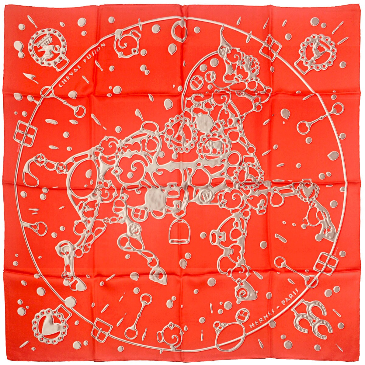 Hermes Scarf "Cheval Fusion" by Dimitri Rybaltchenko 90cm Silk ...